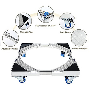 Erfo Multi Functional Movable Stand, Size Adjustable Base, Telescopic Furniture Dolly Roller with 4 Locking Rubber Wheel Caster for Washing Machine, Refrigerator and Dryer