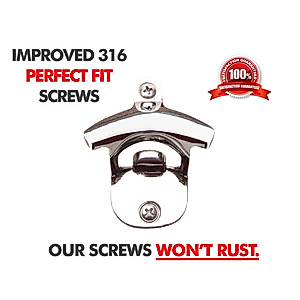 Choice Marine 316 Stainless Steel Wall Mounted Bottle Opener with Mounting Screws | Rust proof Beer Bottle Opener for Bars, Patios, Boats, KTV, Hotels | Beer Opener Wall Mount, Pack of 1, Silver