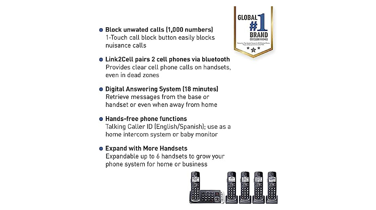 Panasonic Link2Cell Bluetooth Cordless Phone System
