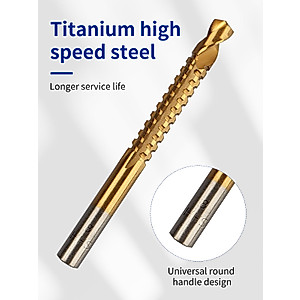 Rocaris 8 Pack Titanium Coated HSS Twist Drill Bits, 3-10mm Serrated Side Cutting Drill Bit Woodworking Tools for Plastic Metal Wood Hole