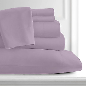 Raymond Waites 4 Piece Sheet Set, Cotton Rich, 400-Thread Count, Lavender, Queen Sheet Set