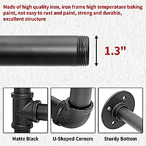 PNBO Wall Mounted Clothes Rack 72" Set of 2,Industrial Pipe Clothing Rack Wall Mounted Max Load 135Lb,Wall Mounted Garment Rack Space-Saving,Clothes Hanging Rod Bar Multi-Purpose Hanging