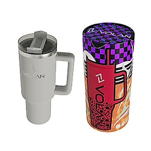 2nd Generation 40 oz Tumbler with Handle and Straw Insulated Tumblers Cups with Lids Straws Double Wall Vacuum Thermos cup 304 Stainless Steel Travel Mug Gifts for Men Women Him Her (Fog)