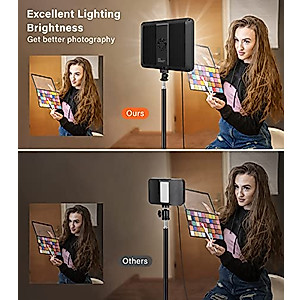 2 Pack LED Video Photography Lighting Kit with 62.99'' Tripod Stand, Unicucp 2500-8500K Dimmable Studio Streaming Light for Video Recording Filming, Live Game YouTube, Portrait Shooting, USB Charger
