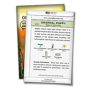 Sow Right Seeds - Oriental Poppy Seeds to Plant - Full Instructions for Planting and Growing a Beautiful Flower Garden; Non-GMO Heirloom Seeds; Wonderful Gardening Gift (1)