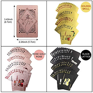 MINGRI 3 Decks Waterproof Playing Cards Plastic Deck of Playing Poker Cards Cool Black Rose Gold Playing Cards Themed Standard Playing Cards Game Luxury Unique Playing Cards for Adults