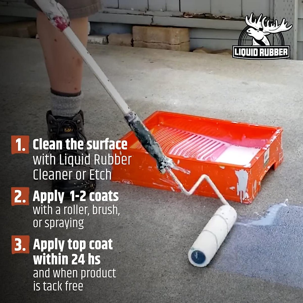 Liquid Rubber Multi-Purpose Primer - Use on Concrete and Wood, Water-Based Non-Toxic and Fast Drying, Easy to Apply, 1 Gallon