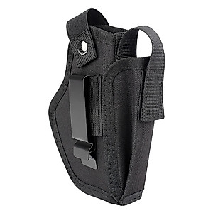 Universal Concealed Carry Holster, Inside or Outside Belt, Right/Left Hand Holster, 380 Holster, IWB/OWB 9mm Belt Holster for Subcompact Full Size Pistols (Black, mag Pouch)