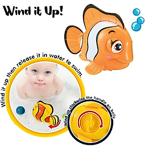 6 PCS Swimming Wind Up Bath Toys - Sea Animals in The Bathtub Windup Motorized Kids Water Bathtime Fun