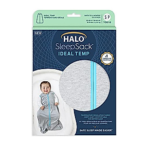 HALO Sleepsack Ideal Temp, Baby Wearable Blanket, TOG 1.0, Heather Grey/Aqua, Medium