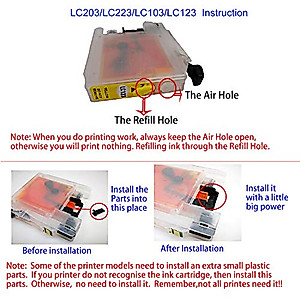 F-INK Empty Refillable Ink Cartridge Replacement For Brother LC201 LC203 LC203XL,Works With Brother MFC-J4320DW J4420DW J4620DW J5520DW J5620DW J5720DW Printers