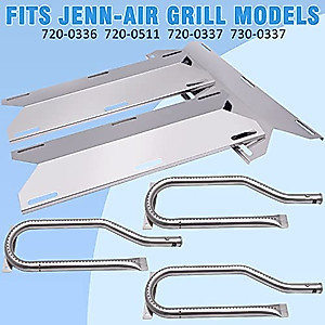 Hipoilk Grill Parts Kit for Jenn-Air 720-0336 720-0511 720-0337 730-0337, Members Mark 720-0586A Gas Grill Burners, Heat Plates Tent Shield Burner Cover, Igniters