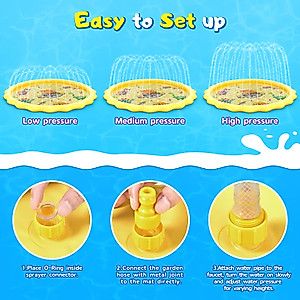 Kids Sprinkler, Splash Pad for Toddlers 3-15Y Summer Outdoor Baby Splash Play Mat 68" Kids Swimming Pool Water Toys for Backyard Fun Games Learning Party Children Toddlers Boys Girls Dogs Kids(Yellow)