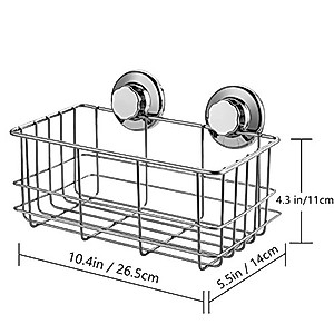 iPEGTOP Suction Cup Deep Shower Caddy Bath Wall Shelf for Large Shampoo Shower Gel Holder Bathroom Storage - Rustproof Stainless Steel