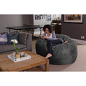 Sofa Sack - Plush Ultra Soft Bean Bags Chairs for Kids, Teens, Adults - Memory Foam Beanless Bag Chair with Microsuede Cover - Foam Filled Furniture for Dorm Room - Charcoal 5' (AMZBB-5SK-CS03)