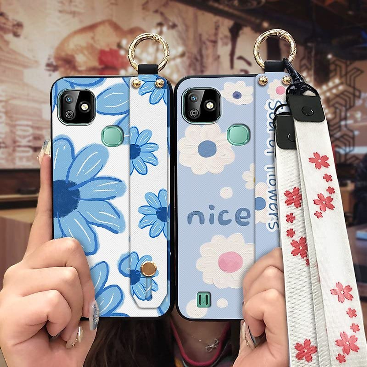 Original Lanyard Lulumi Phone Case for infinix X612/Smart HD 2021, Durable Sunflower Back Cover Painting Flowers Anti-dust for Girls Shockproof Dirt-Resistant Phone Holder Soft Wristband, 5