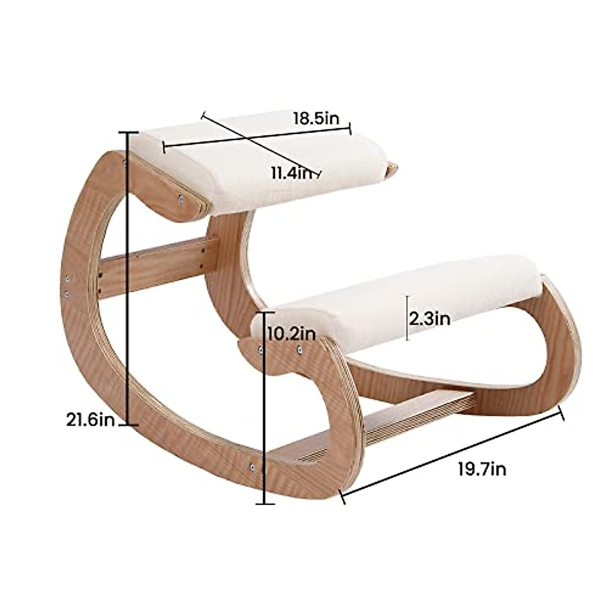 Ergonomic Kneeling Chair Birch Computer Stool Relax Your Knees with Sponge Cushion, Easy to Assemble Improve Sitting Posture for Home Office (Wood)