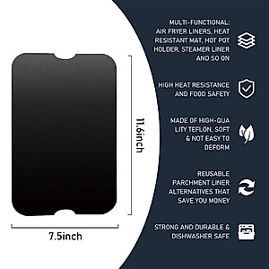 Air Fryer Liners, Reusable Air Fryer Mats 4 Pack, Premium Air Fryer Accessories, Non Stick, Easy Clean - 7.6 X 11.67" Square