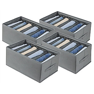 Extra Large Clothes Closet Organizer 6 Compartments for Jean Sweater Sheets to Shirt - Divided Clothing Storage Boxes for Closet, Wordrobe, Bedroom, Shelf