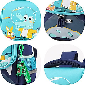 Qckarobe Toddler Backpack for Boys, Small Backpack for Little Kids, Kindergarten Backpack Preschool Bookbag for Boy 3-6, Lightweight Cute Crocodile Schoolbag Blue Children Travel Bag 12''
