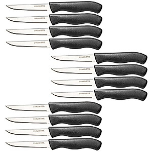 Brenium Paring and Garnishing Knife, 12-Piece Set, Knives with Straight Edge 3 Inch Blade, Stainless Steel, Spear Point, Fruit and Vegetable Cutting and Peeling, Black
