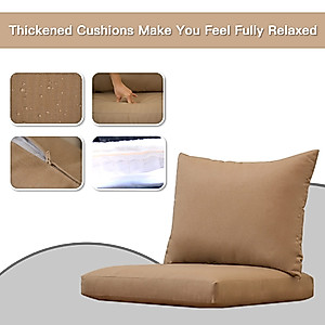 Domi Outdoor 4 PCS Patio Conversation Set with Removable Grey Cushions, Plastic Dining Table and Chairs Dining Set for Garden Lawn Yard