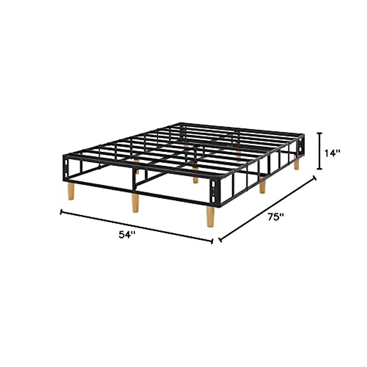 Amazon Basics Foldable Mattress Foundation/Box Spring with Steel Slats and Wood Legs, Tools-free Assembley, Full