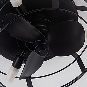 Parrot Uncle Ceiling Fans with Lights and Remote Black Low Profile Ceiling Fan with Light Small Caged Ceiling Fan for Bedroom Bathroom, 12 Inch