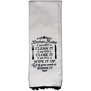 Set of 5, 100% Cotton Funny Cute Saying Pom Pom Design Flour Sack Kitchen Towels/Dish Towels for Wedding, Baby Shower, Home Decor, Housewarming, Other Occasions Size: 16 X 28 Inch.