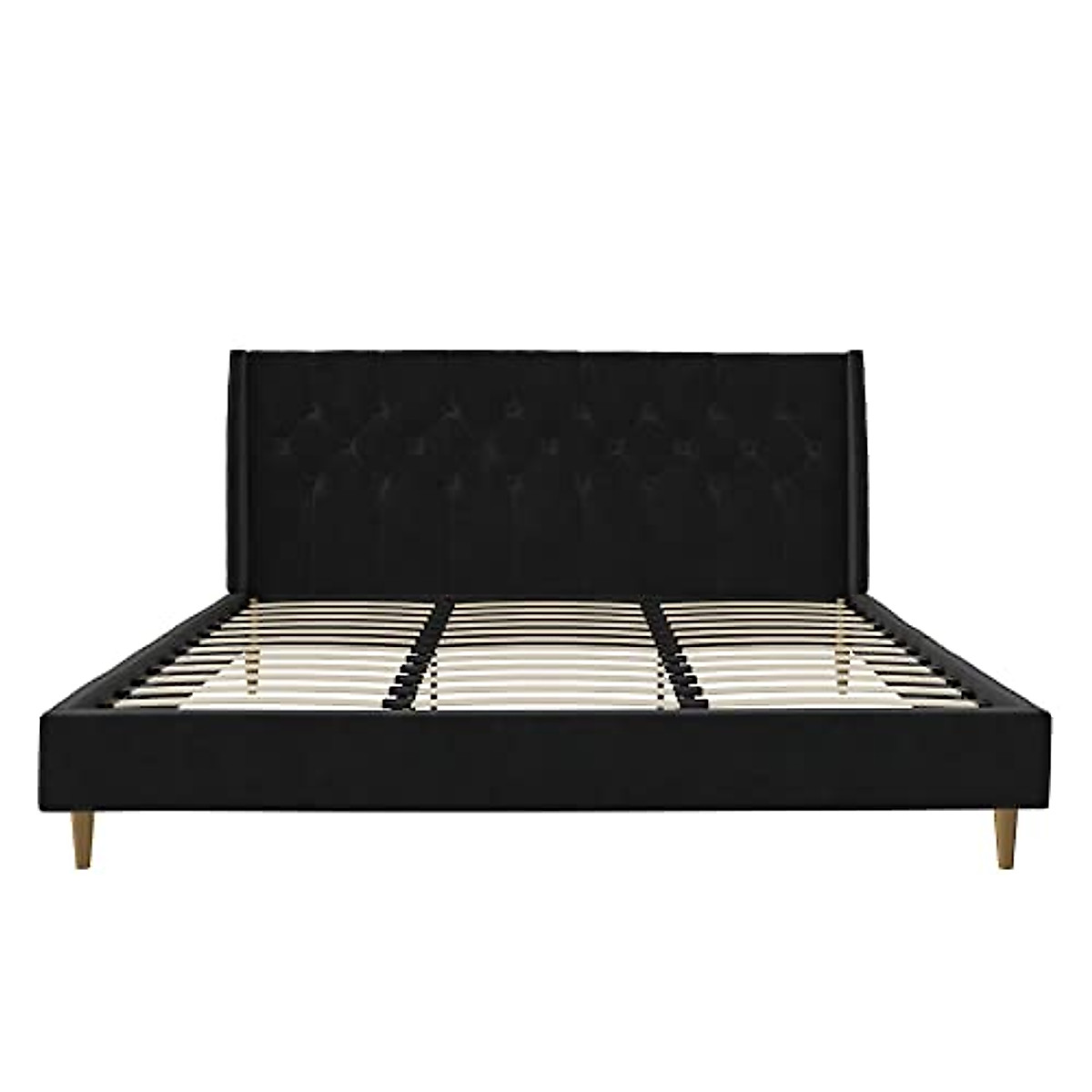 Novogratz The Her Majesty Upholstered Bed, King, Black Velvet