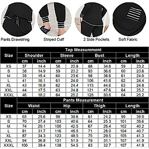 Ekouaer Pajamas Women's Long Sleeve Pj Set Soft 2 Piece Loungewear Sleepwear with Jogger Pants Black,M