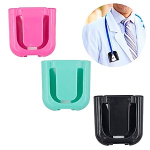 3PCS Stethoscope Holder Clip Waist Belt Stethoscope Hip Holder with Clip to Protect from Neck Carrying or Loss for Nurses Physicians (Cyan, Black, Red)