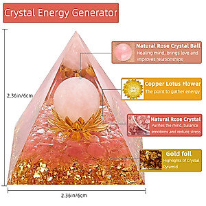 Hopeseed Orgone Pyramid Flower of Life Orgonite Rose Quartz Healing Crystal Pyramid Chakra Reiki Positive Energy Generator for Reduce Stress Promote Relationships and Bring Success Spiritual Gift