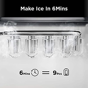 Ice Maker Ice Makers Countertop 9 Cubes Ready in 6 Mins 26lbs in 24Hrs Self-Cleaning Ice Machine with Ice Scoop and Basket Ice Maker Machine