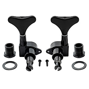 Musiclily 2+2 Sealed Bass Guitar Tuning Pegs Keys 2R2L Machine Head Tuners for Precision Bass and Jazz Bass, Black