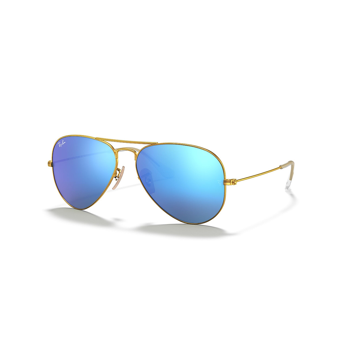 Ray-Ban RB3025 Classic Aviator Sunglasses, Matte Gold/Grey Mirrored Blue, 58 mm