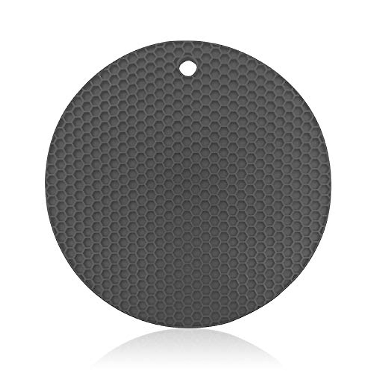 Honeycomb Pot Holder Trivet Mats, KUFUNG Heat Resistant Table Dish Drying Mat, Hot Pads Spoon Rest, Non Slip, Flexible, Durable, Dishwasher Safe (Grey, Round - Thicker Style)