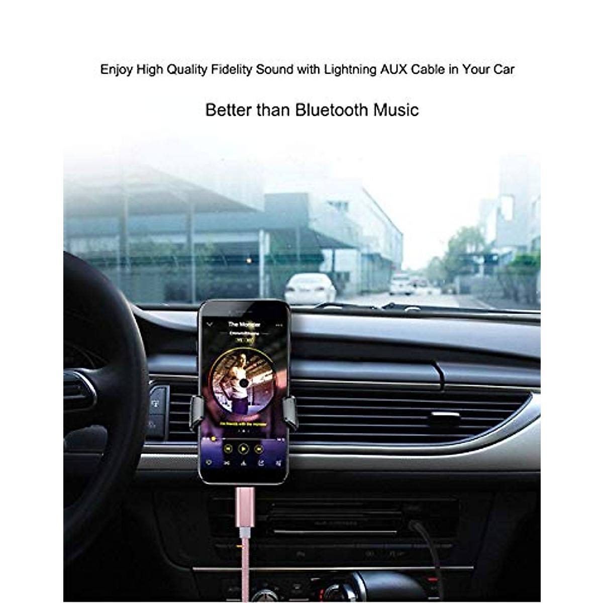 Aux Cord for iPhone, Lightning to 3.5mm Audio Nylon Braided Cable for iPhone 13 12 11 XS XR X 8 7 6 iPad iPod to Car/Home Stereo/Headphone/Speaker, Apple MFi Certified Headphone Jack Adapter (Pink)