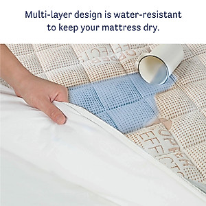 All-In-One Water-Resistant Copper Effects Hygienic Fitted Mattress Pad, Full,White