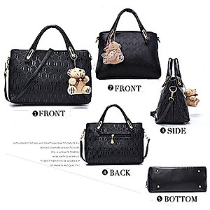 Women Printing 4Pcs Top Handle Satchel Hobo Handbag Set Middle Tote +Purse +Shoulder Bag+Card Holder Yellow