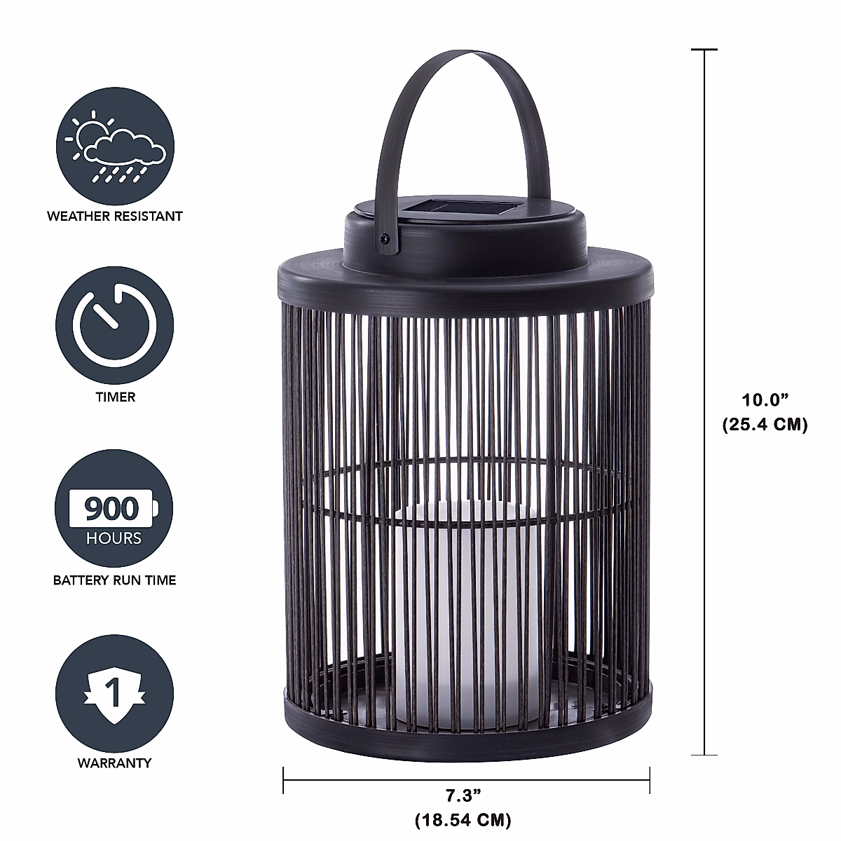 Sterno Home Hanging Rattan Basket Solar LED Light Flameless Candle Lantern, 15.0", Black