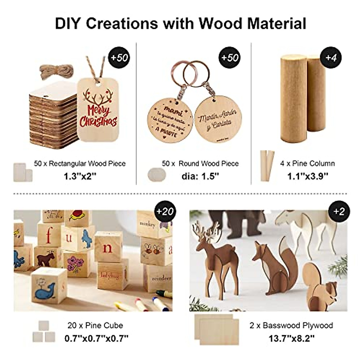 201 Pcs Engraving Material Box, DEWALLIE DIY Materials for Laser Engraver, Co2 & Diode Laser Engraving and Cutting Machine, Including Acrylic Sheet, Slate Coaster, Dog Tag, Metal Business Card