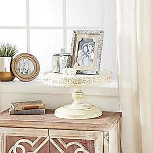 Deco 79 Farmhouse Metal Round Cake Stand, 16" x 16" x 9", White
