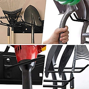 MSHALADE Garage Storage Organization Tool Rack,2 Pack Heavy Duty Garden Tool Organizer Wall Mount Garage Hooks, Space Saving Max 200 lbs Tool Hanger Yard Tool Rack