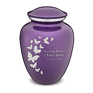 GetUrns - Embrace Butterfly Urns for Human Ashes, Cremation Urns for Adult Ashes Men & Women, Cremation Urn for Home, Vault, or Niche, 200 cu. in, Custom Single Engraving, Purple