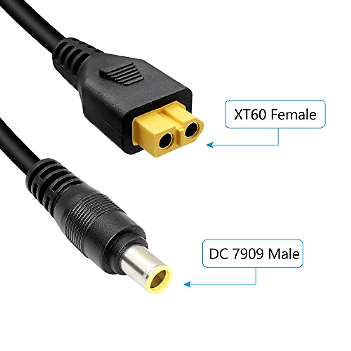 RIIEYOCA XT60 to DC 8mm Connector Adapter,XT60 Female to DC 7.9mm x 0.9mm Male 14AWG Power Cable,for Lipo Battery Pack Portable Power Station Solar Generator Portable Solar Panel(1M/3Ft)