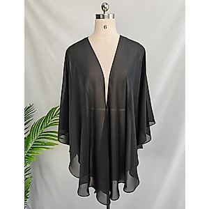 BEAUTELICATE Chiffon Shawl Bridal Wedding Wrap Long Evening Scarves Scarf Black