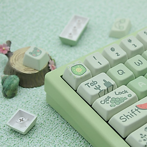 Cmokifuly Frog Cute Keycaps MDA Profile Custom PBT Green Keycap for Mechanical Keyboard,148 Keys Dye-Sub Cute Keycaps (Green Frog)