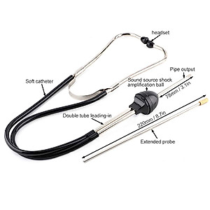 Stainless Steel Mechanics Cylinder Stethoscope Set, Car Engine Diagnostic Tool Hearing Tool Mechanical Internal Detector