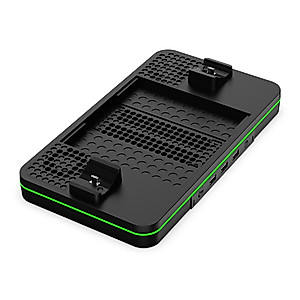 Xbox Multi-Function Console Stand - Surge Charge Stand Compatible with Xbox Series X & S Consoles, Dual Controller Charge Bays, Rechargeable Batteries, Cooling Fan, LED Lighting